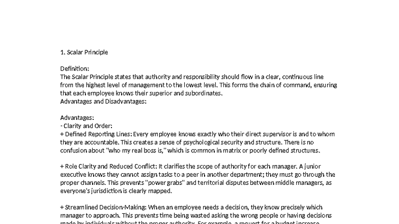 Scalar Principle: Authority, Responsibility, and Chain of Command - Studocu