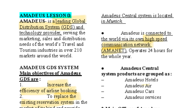 ABTT- Prelims: Amadeus GDS Overview and Key Commands - Studocu