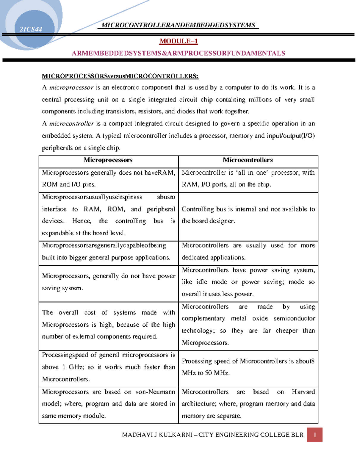 Microcontroller and Embedded Systems Overview - 21CS44 - Studocu
