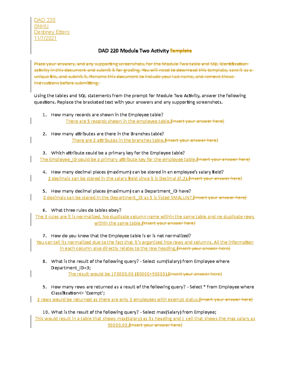 DAD 220 Module Two Activity - You will need to download this template ...