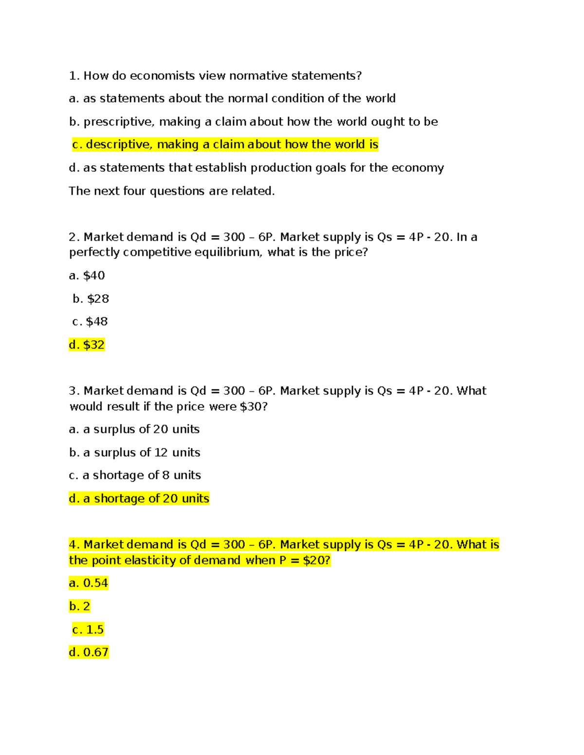 Microeconomics Practice Midterm Exam Questions - Studocu