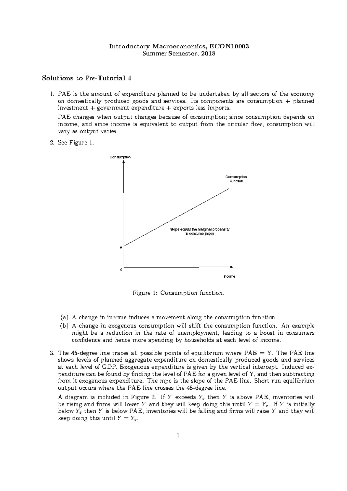 T4 Pretutorial soln - ECON10003 INTRODUCTION TO MACROECONOMICS SUMMER ...