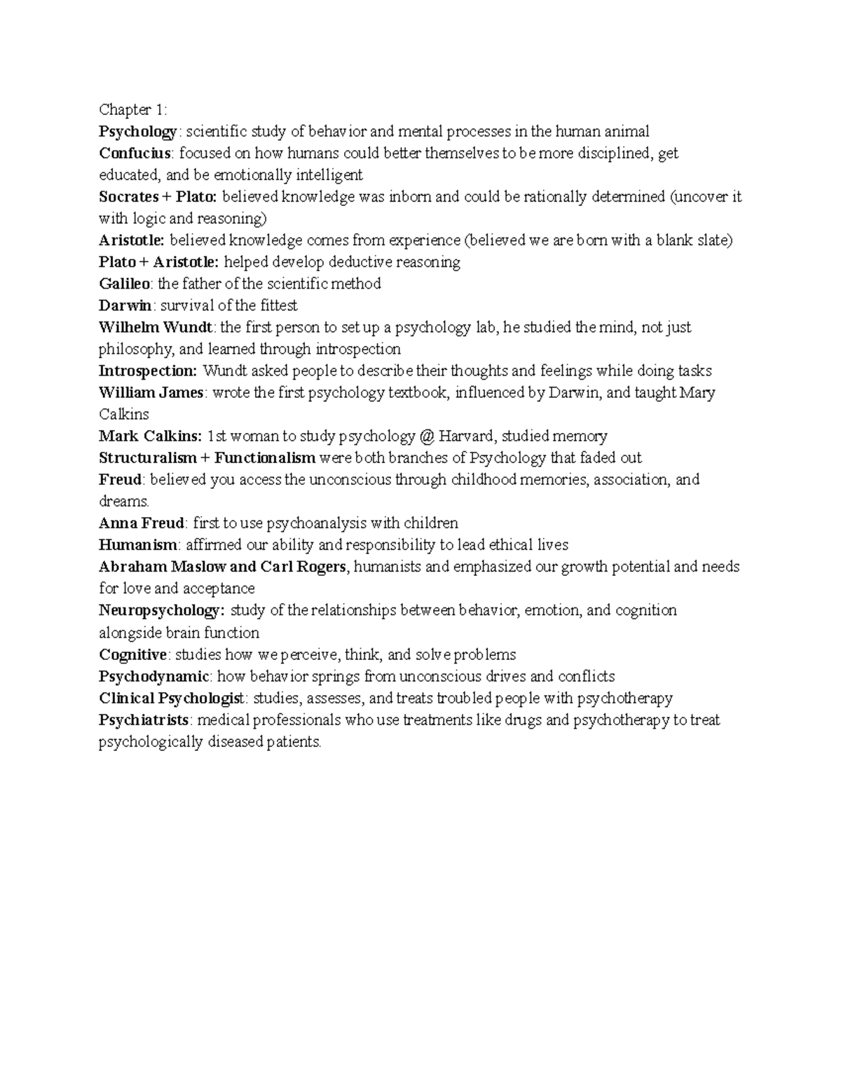 Psychology 101: Key Concepts & Historical Perspectives Study Guide ...