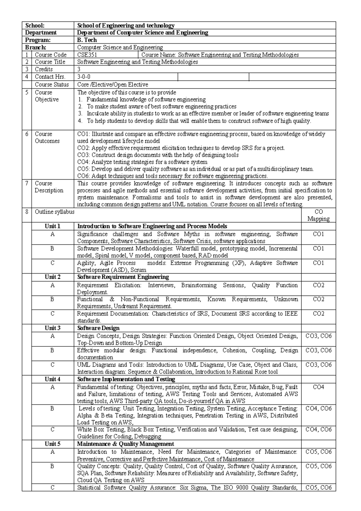 CSE351 Final Exam: Software Engineering & Testing Methodologies Guide ...