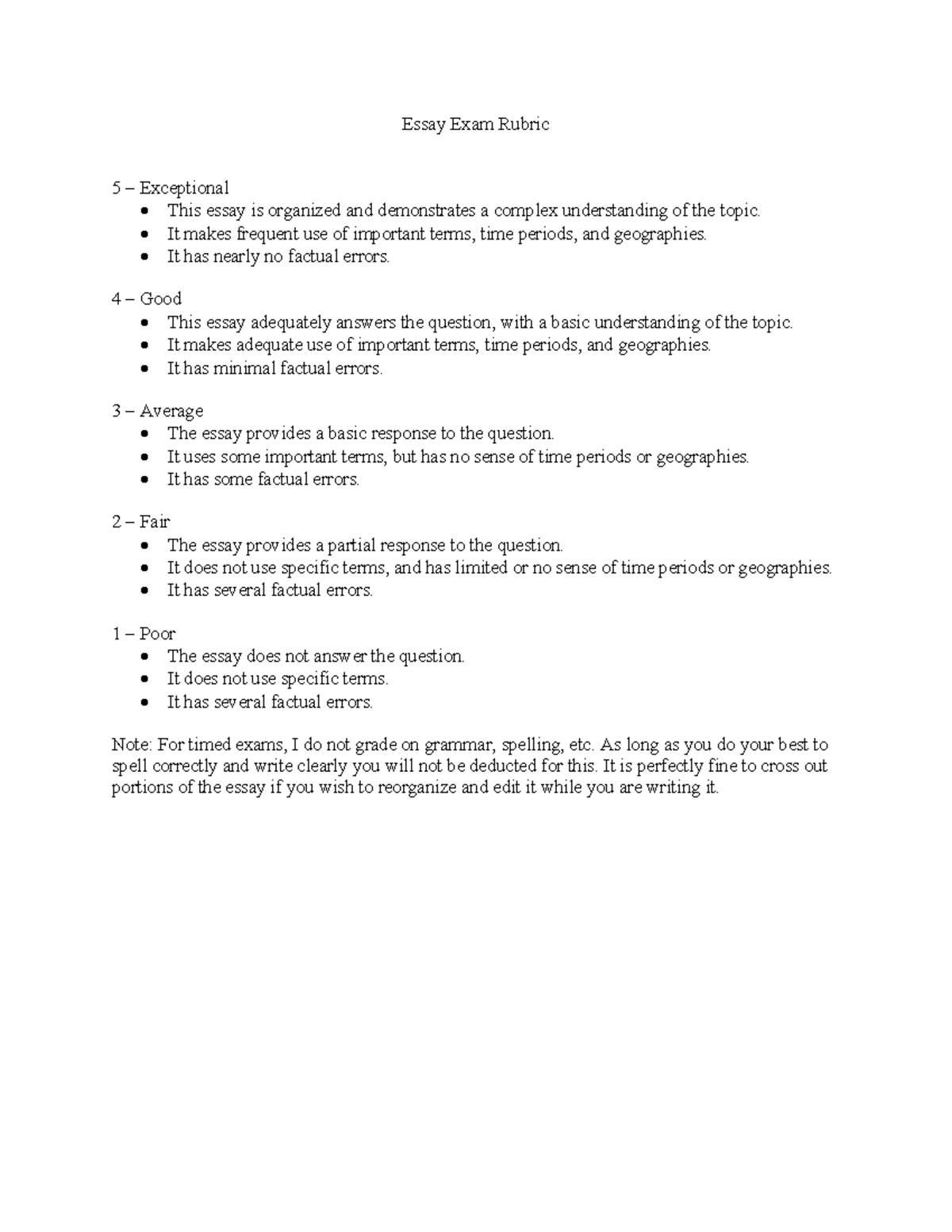 Essay Exam Grading Rubric Guide: Understanding Evaluation Criteria ...