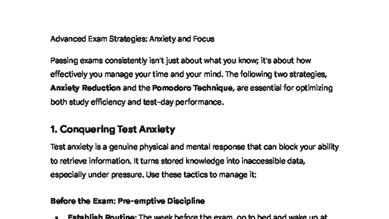 Advanced Exam Strategies: Managing Anxiety & Focus for Success - Studocu