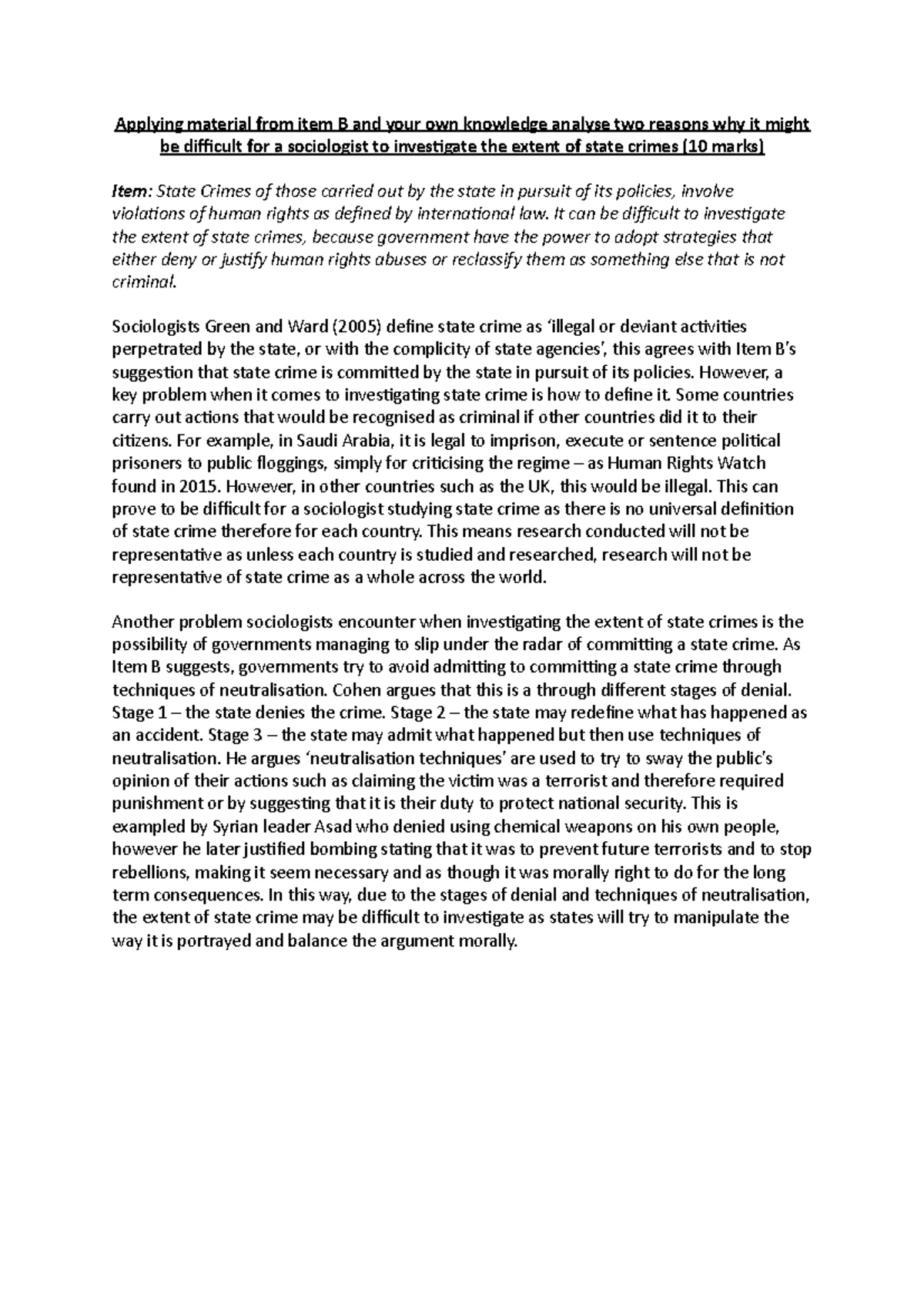 30-Mark Essay Plan for Crime and Deviance - 30-Mark Essay Plan - use ...