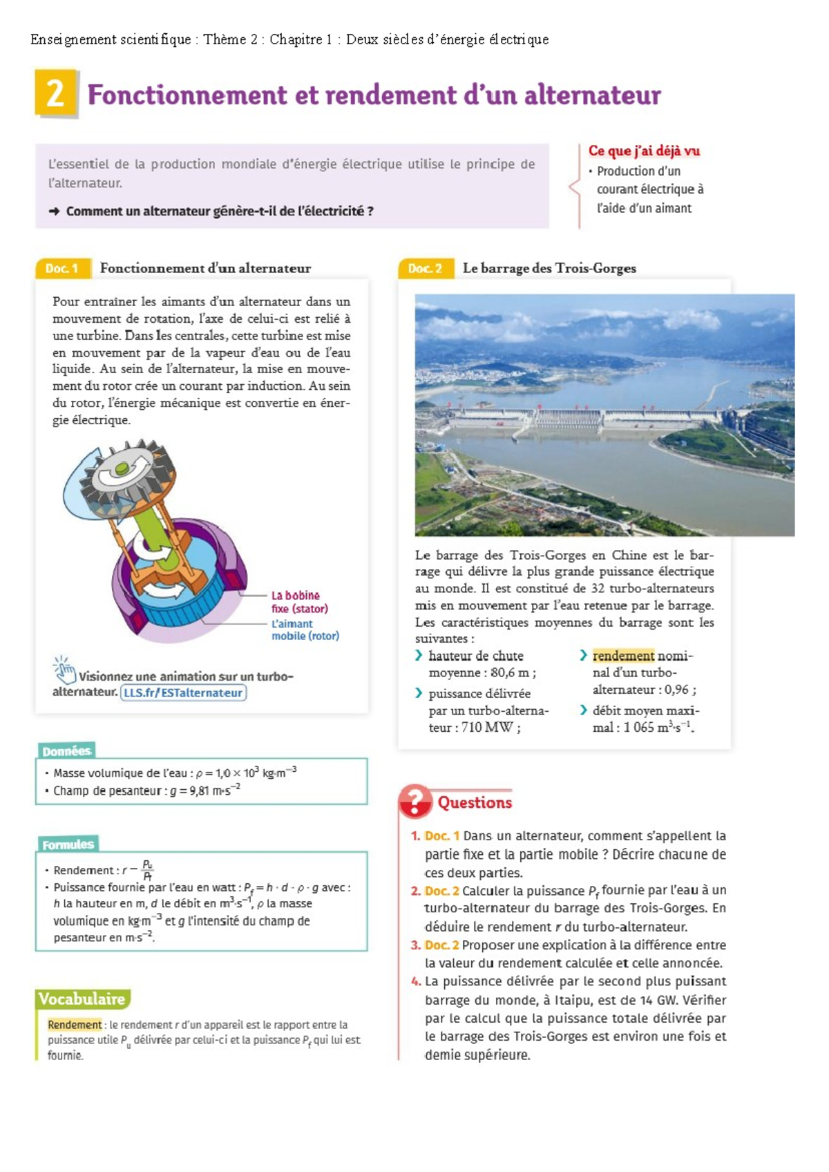 Chapitre 1 S1 activité alternateur - Enseignement scientifique - Enseignement scientifique ...