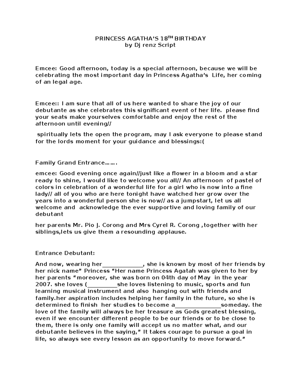 Princess Agatha'S 18TH Birthday - PRINCESS AGATHA’S 18TH BIRTHDAY by Dj ...