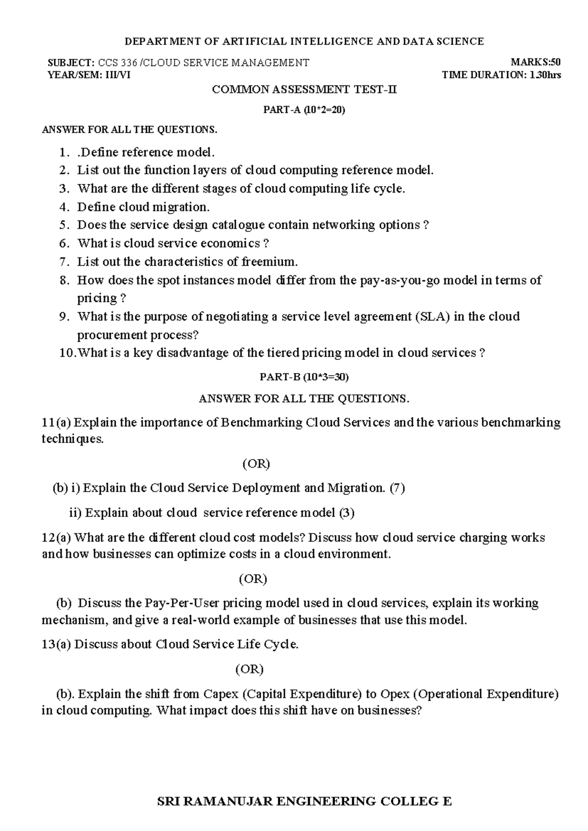 CCS 336 Service Management: Common Assessment Exam Questions - Studocu
