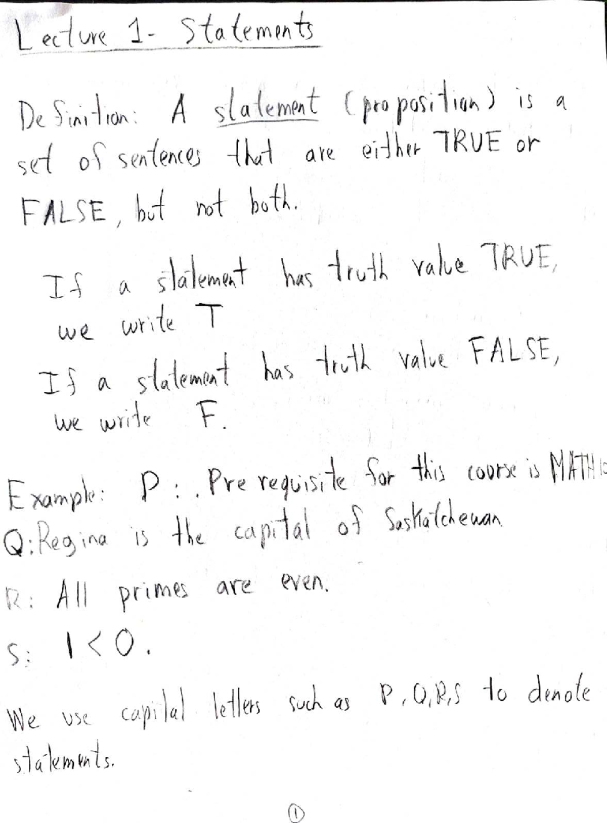 Lecture 1: Understanding Truth Values in Statements - Studocu