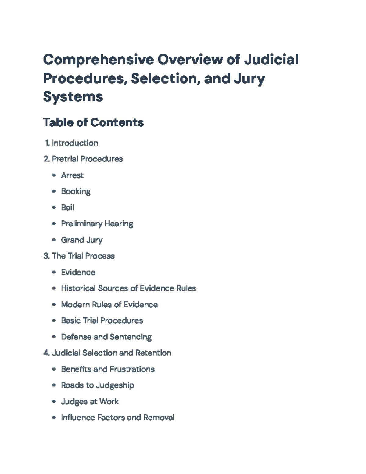 Comprehensive Overview of Judicial Procedures, Selection, and Jury ...