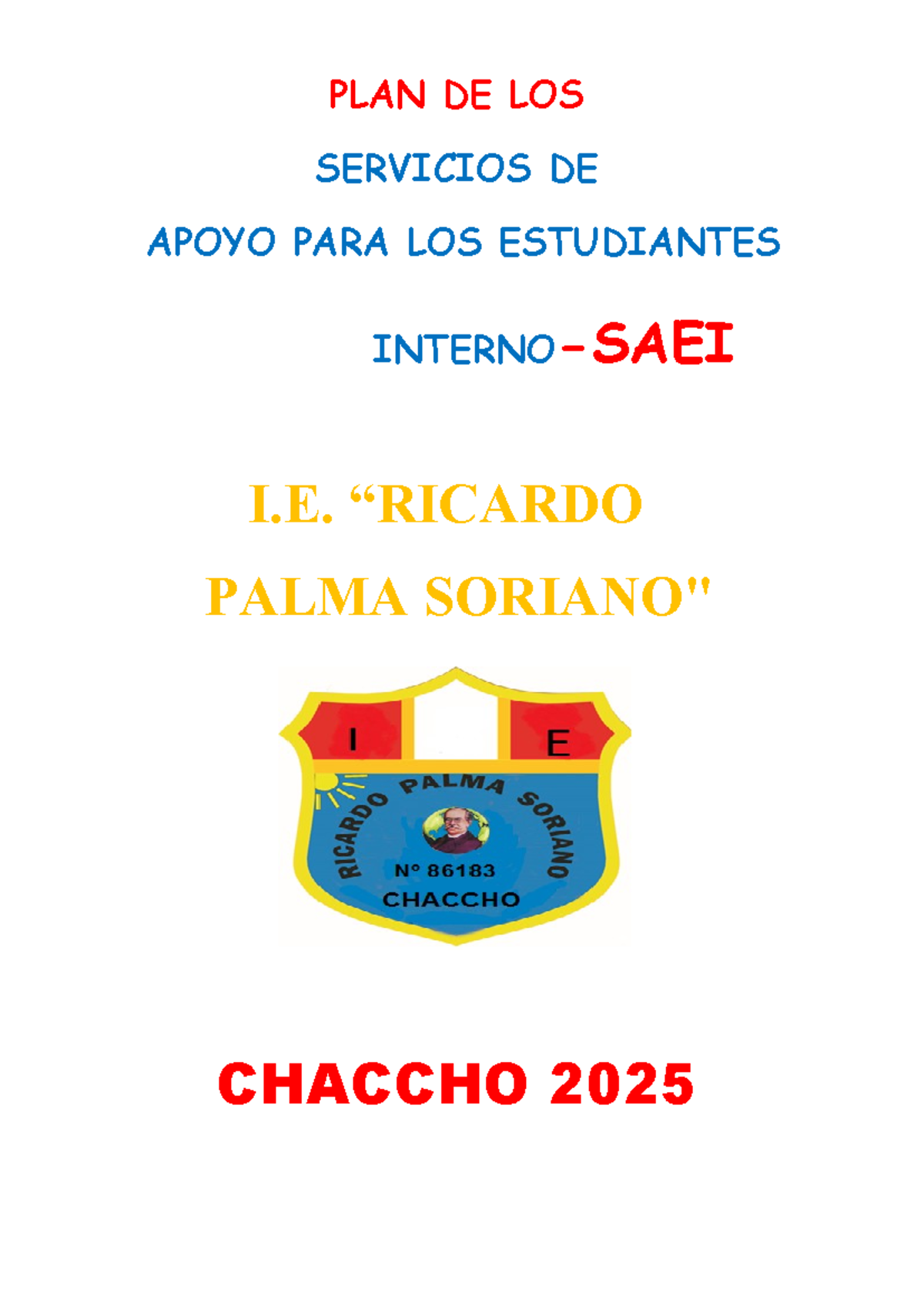 PLAN- SAEI-2025: Gestión de Servicios de Apoyo Educativo Inclusivo ...