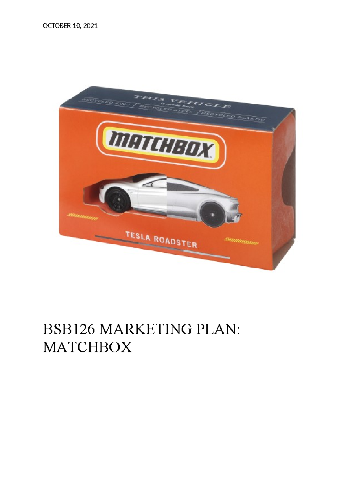 BSB126 Marketing Plan: Matchbox Toy Brand Analysis and Strategy - Studocu