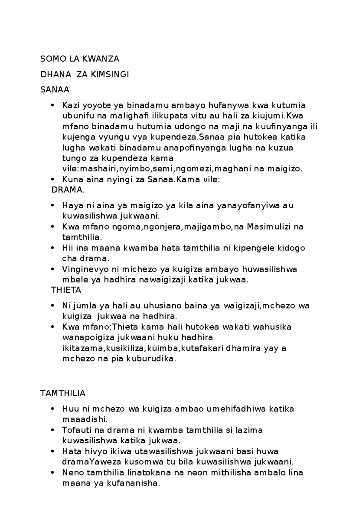 Mbinu za lugha katika tamthilia: Mbinu na matumizi ya kifasihi - Studocu