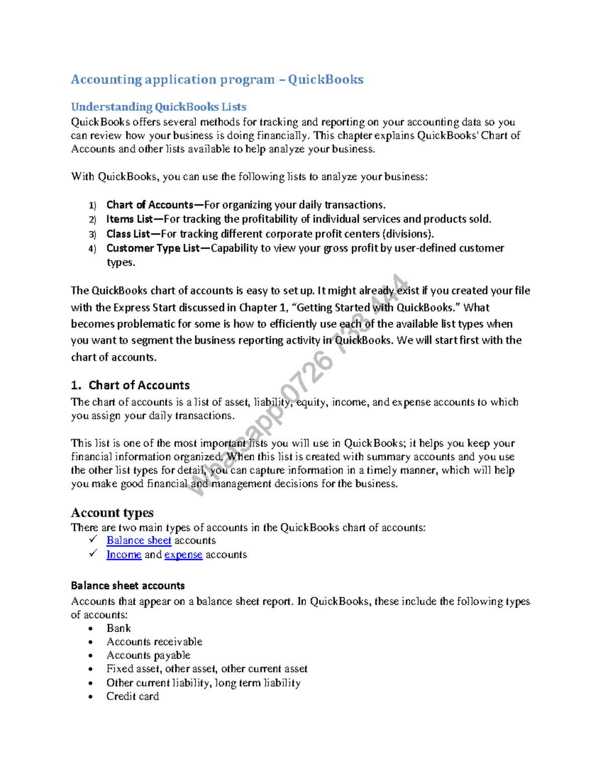 Accounting application program - This chapter explains QuickBooks ...