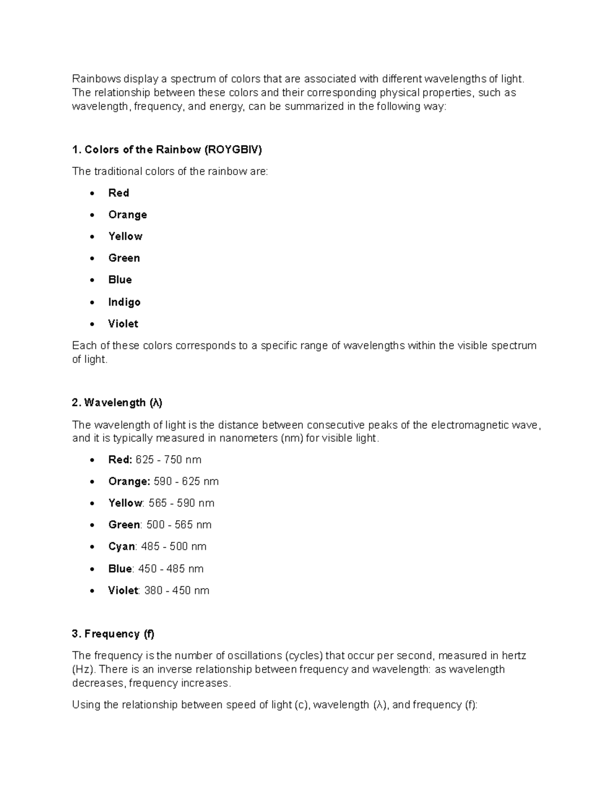 Visible- Spectrum - Lecture notes - Rainbows display a spectrum of ...
