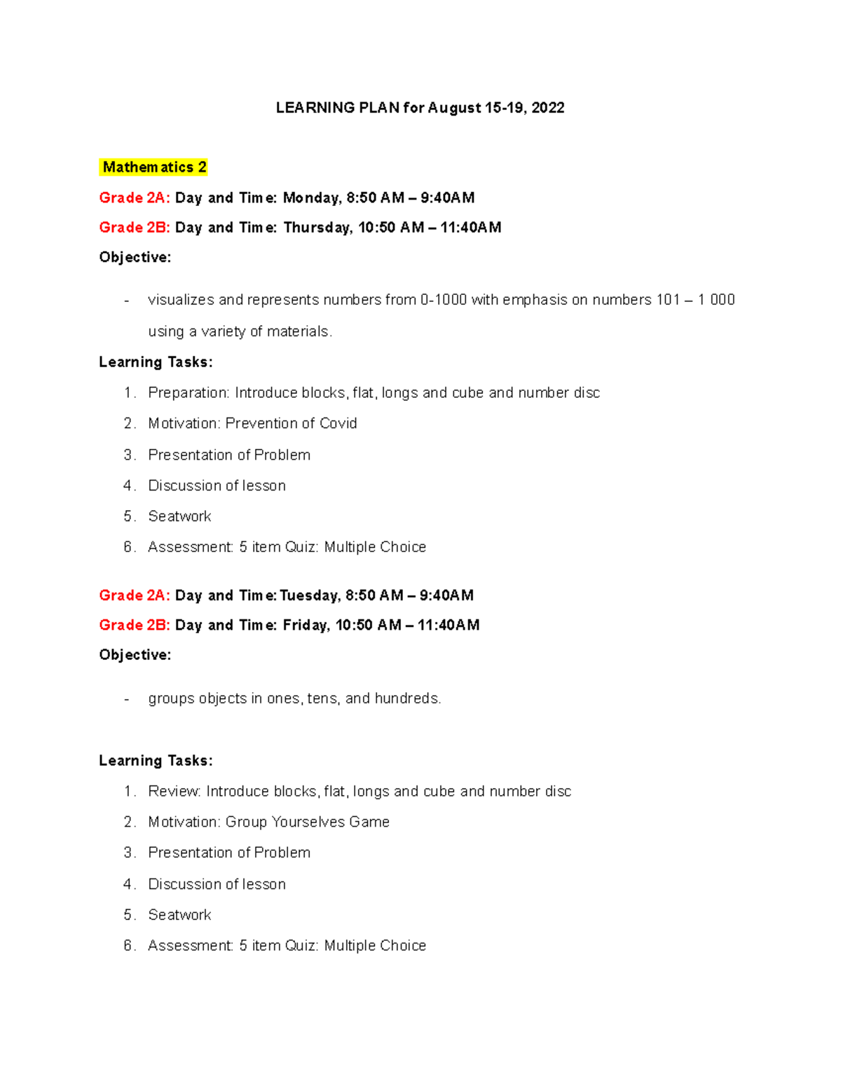 Lesson-Plan-Week-1-Quarter-1 Final - LEARNING PLAN for August 15-19 ...