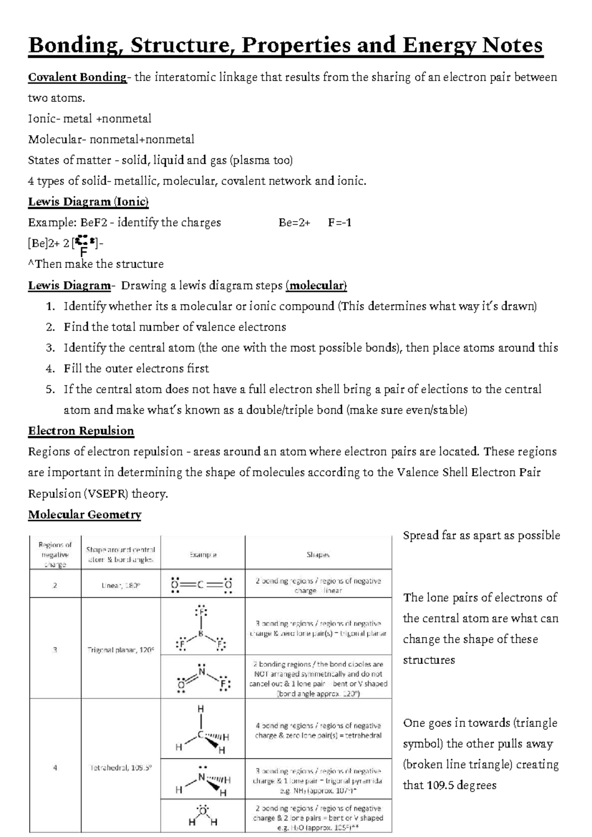 91164 Chemistry: Bonding, Structure, and Properties Notes - Studocu