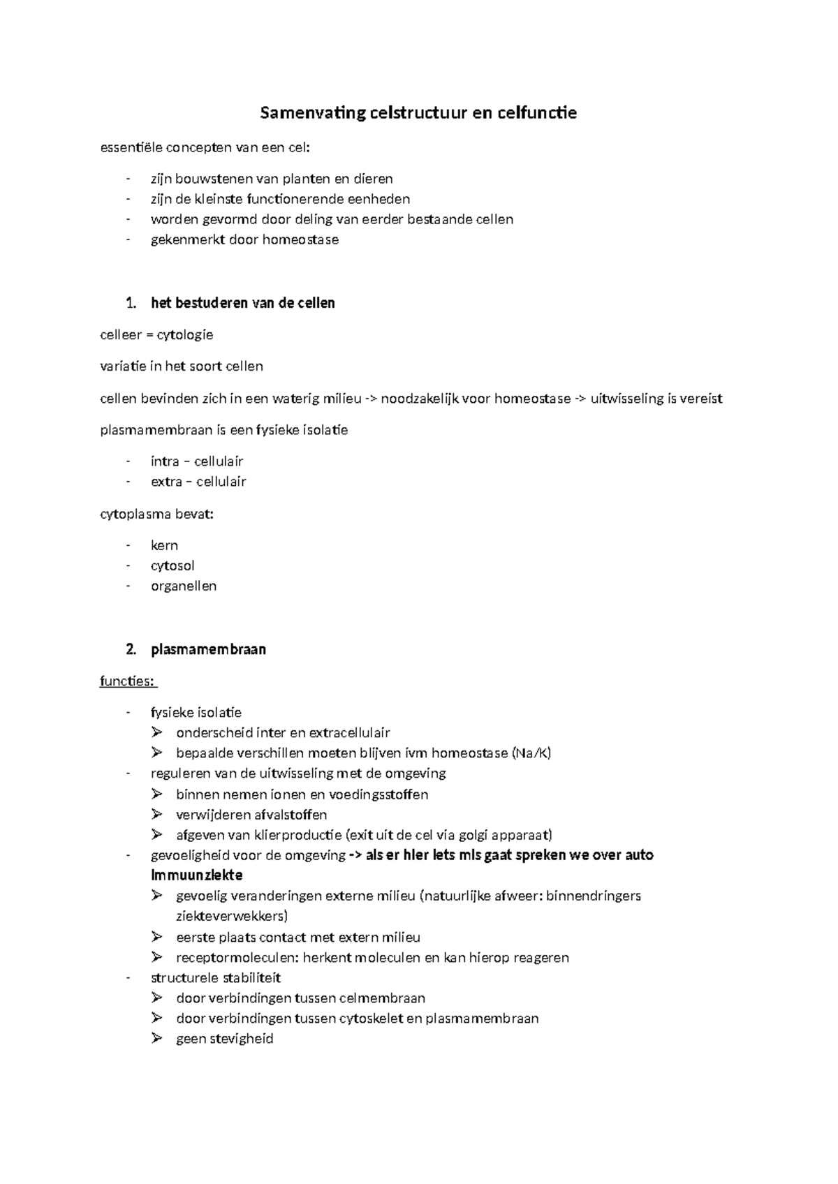 Samenvatting Celstructuur en Celfunctie: Essentiële Concepten en ...