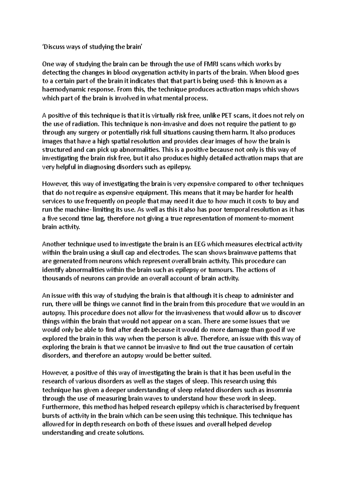 Biological Approach Revision Notes: Key Assumptions & Evaluation - Studocu