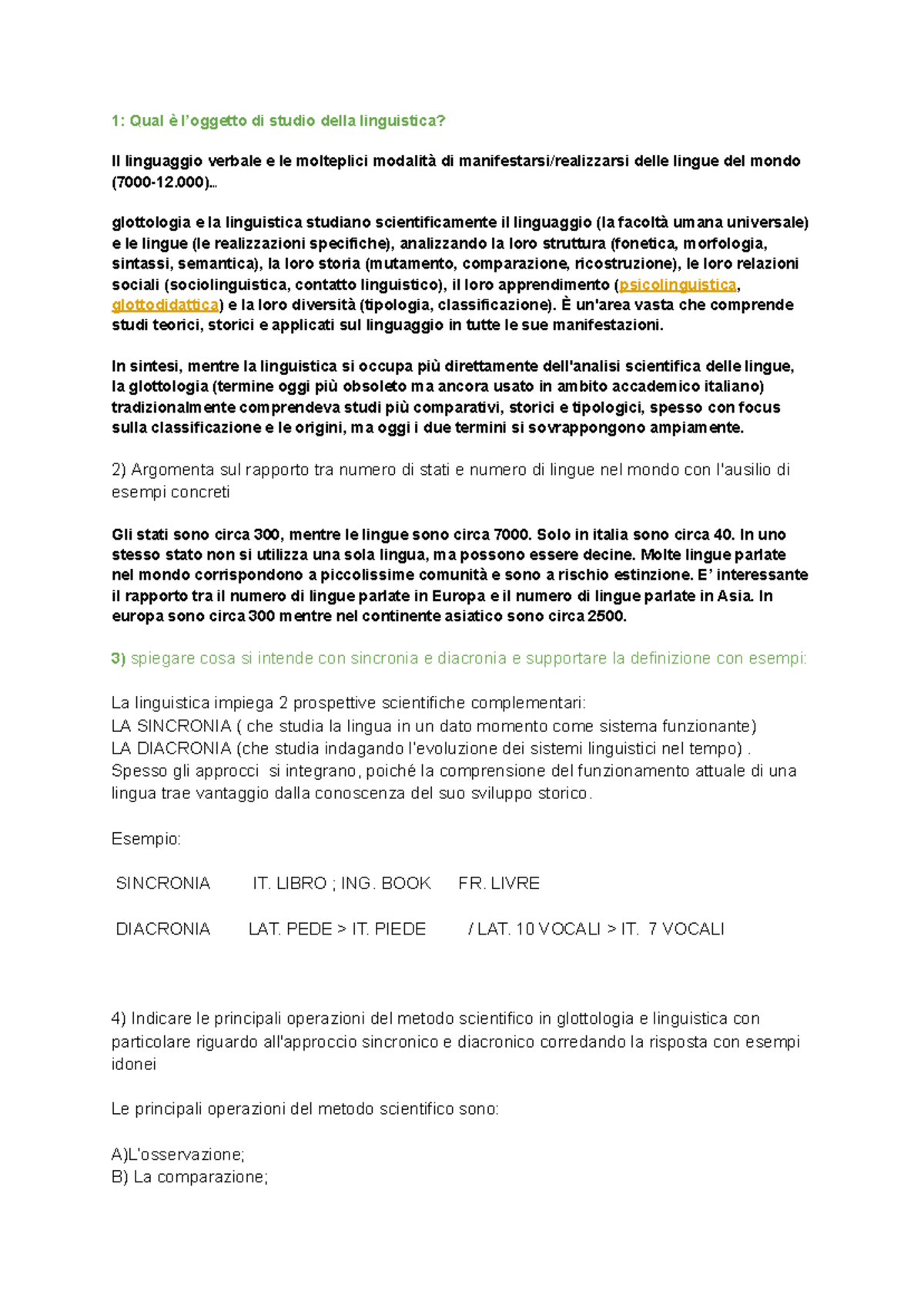 60 Domande e Risposte per l'Esame di Linguistica (CORSO: 1) - Studocu