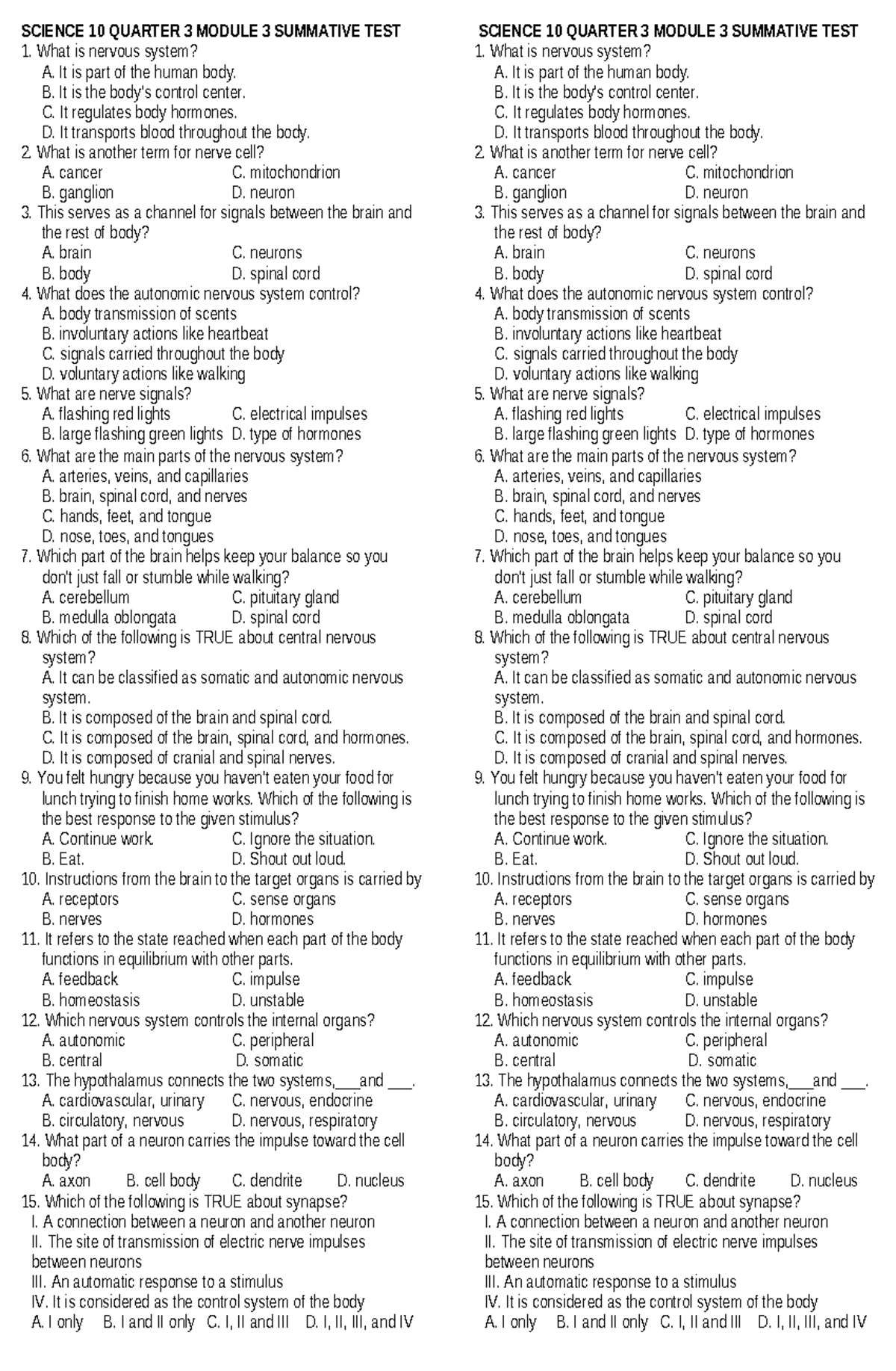 Q3M3 Summative - use as assessment in science 10 quarter 3 - SCIENCE 10 ...