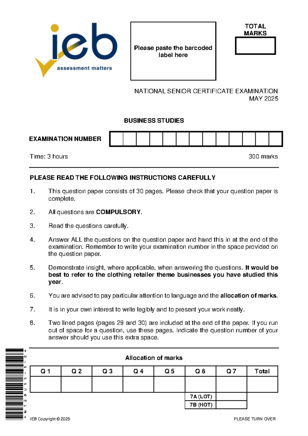 NSC Business Studies Exam Paper - May 2025 - Studocu