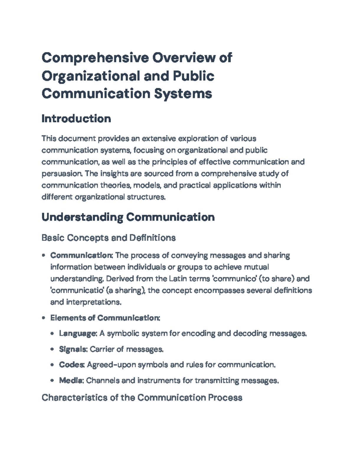 Comprehensive Study of Org & Public Communication Systems ...