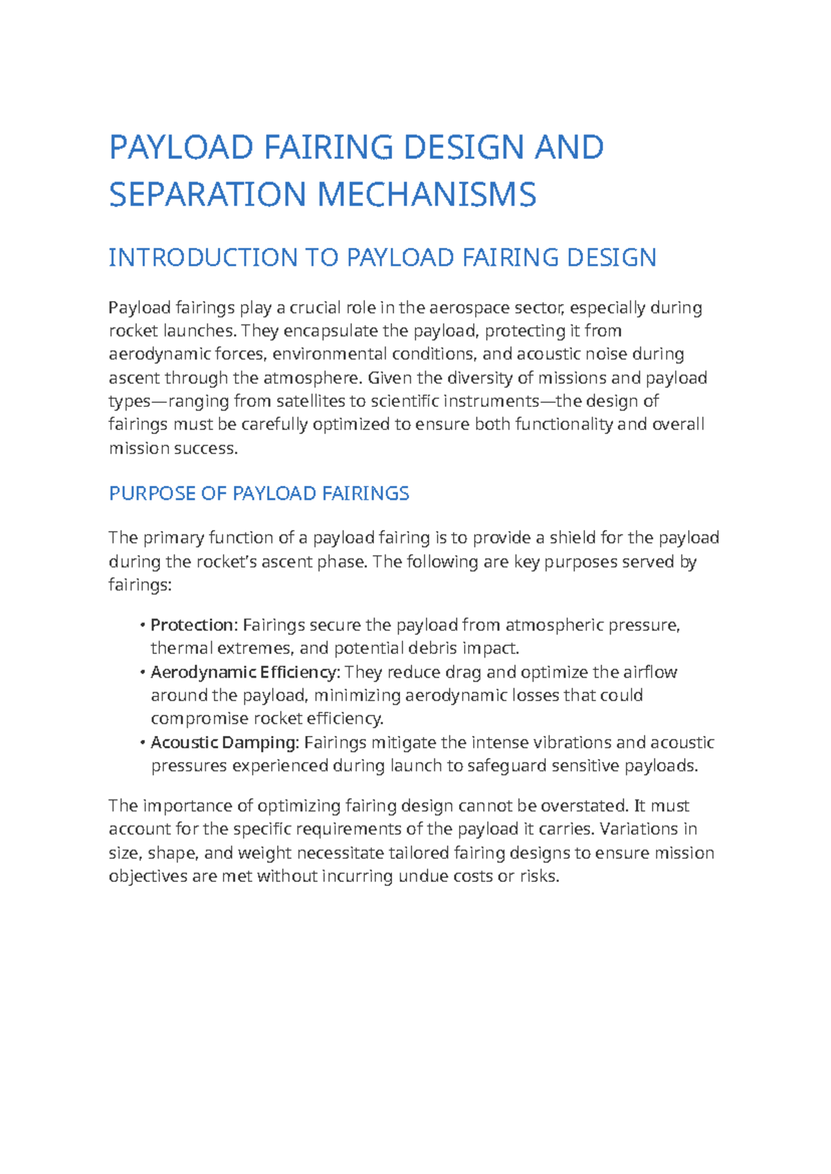 Payload Fairing Design & Separation Mechanisms in Aerospace Engineering ...