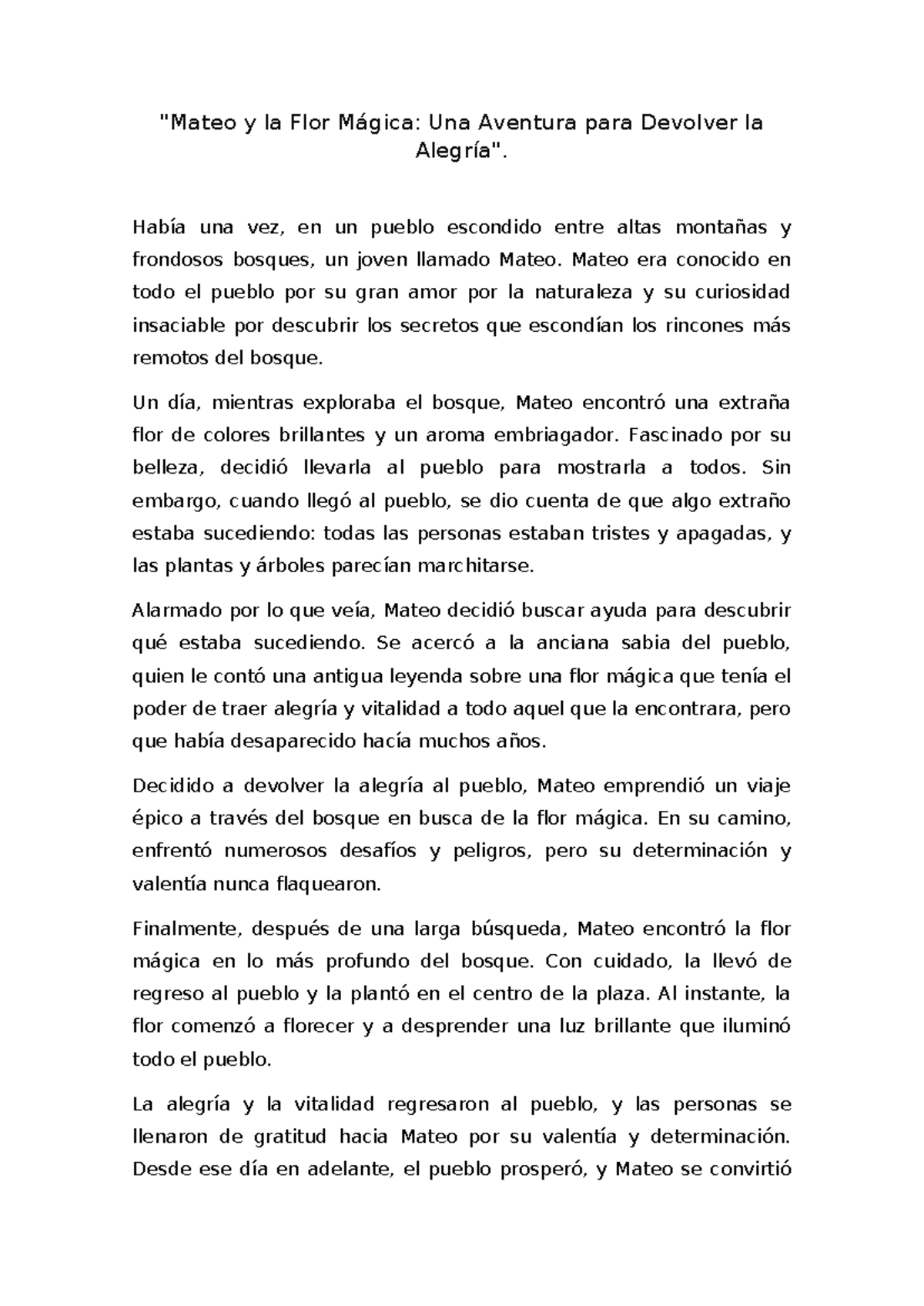 Mateo y la Flor Mágica - un cuento hecho por mi - "Mateo y la Flor ...
