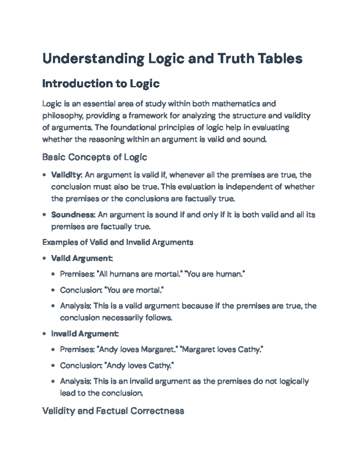 Understanding Logic and Truth Tables: Foundations and Applications ...