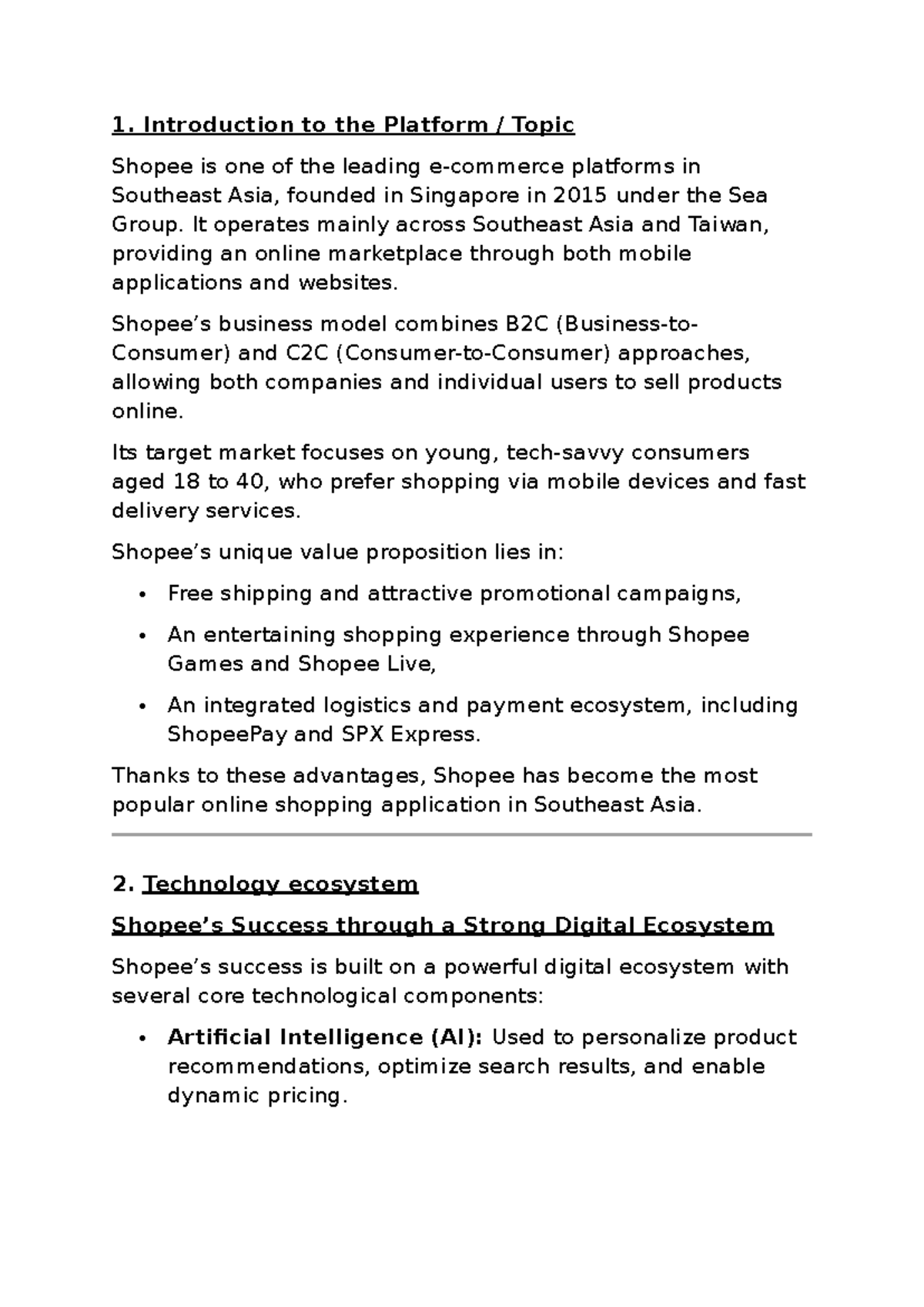 Gk IT in E-commerce: Analyzing Shopee's Digital Ecosystem and ...