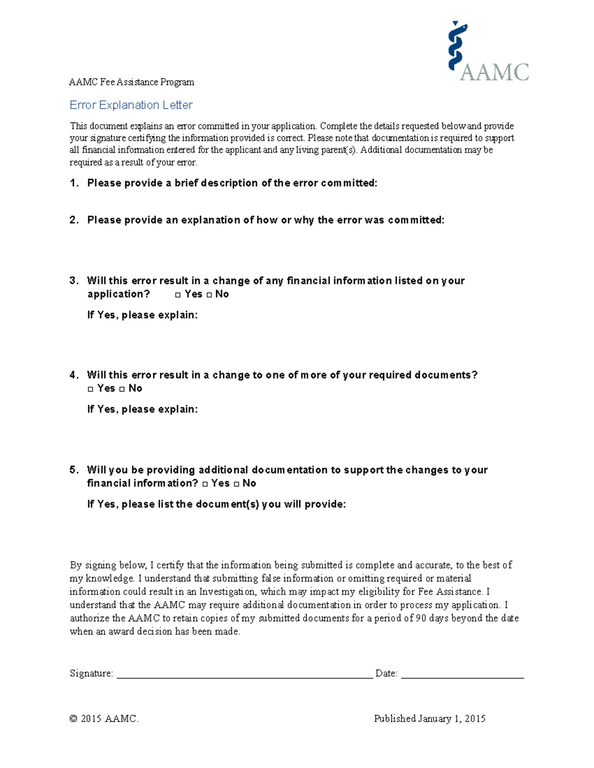 AAMC Fee Assistance Program: Error Explanation Letter Guide - Studocu
