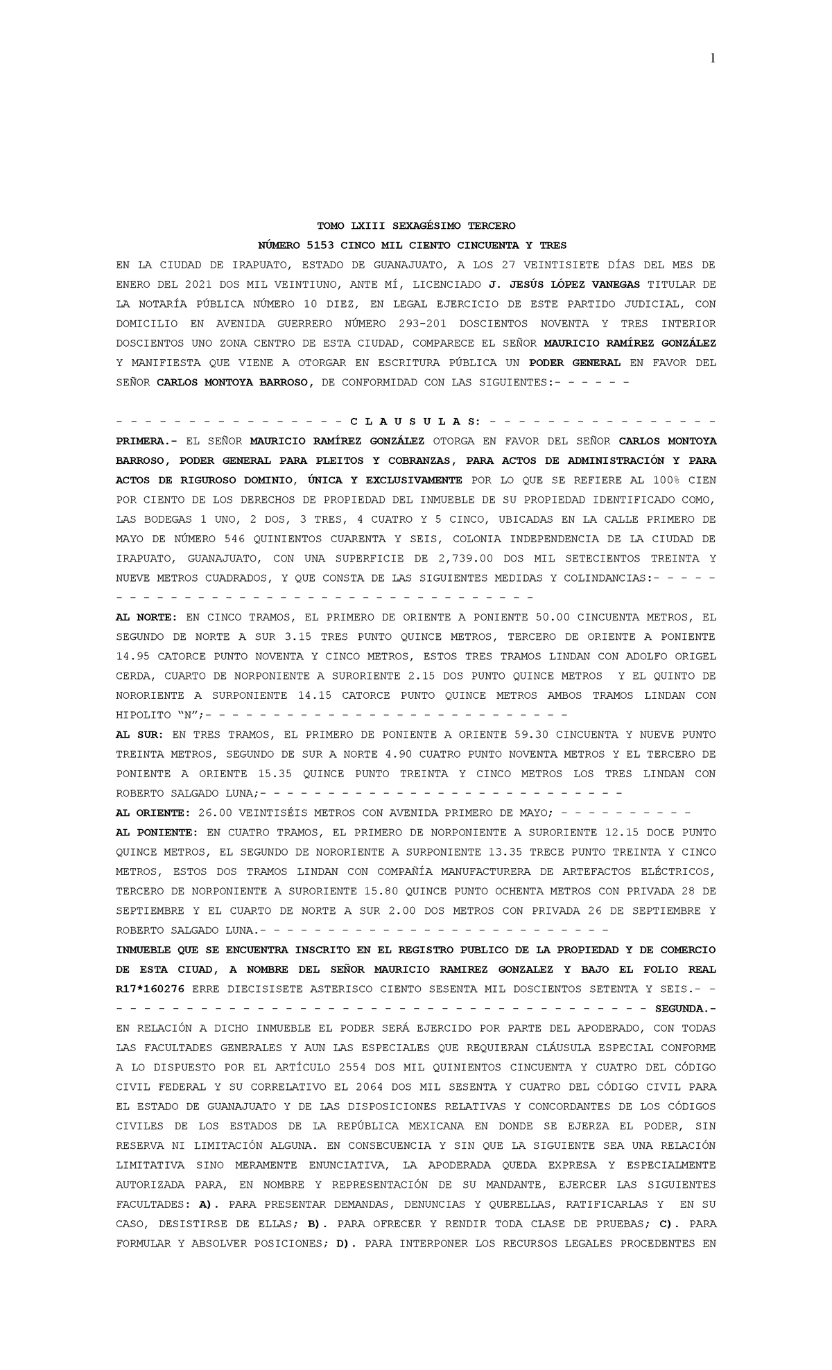 Poder general para pleitos y cobranzas actos de administración y de ...