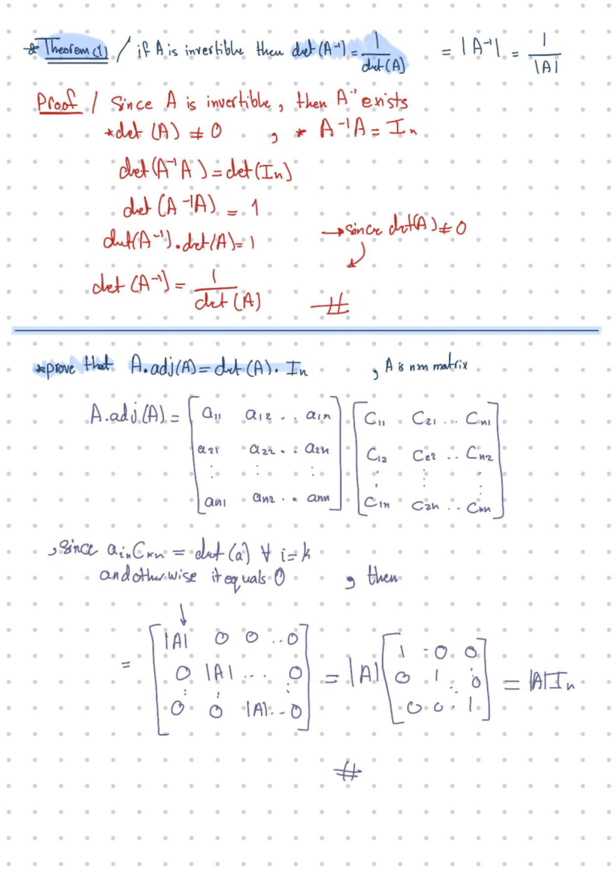 Theorems on Invertible Matrices and Determinants - Math 101 - Studocu