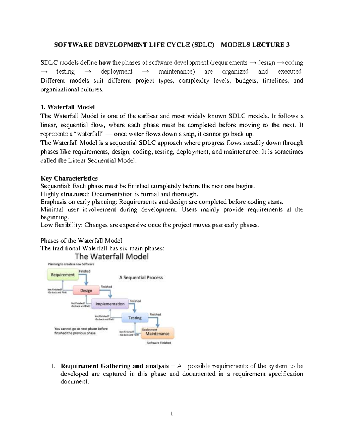 SDLC Models Overview: Lecture 3 on Software Development Life Cycle ...