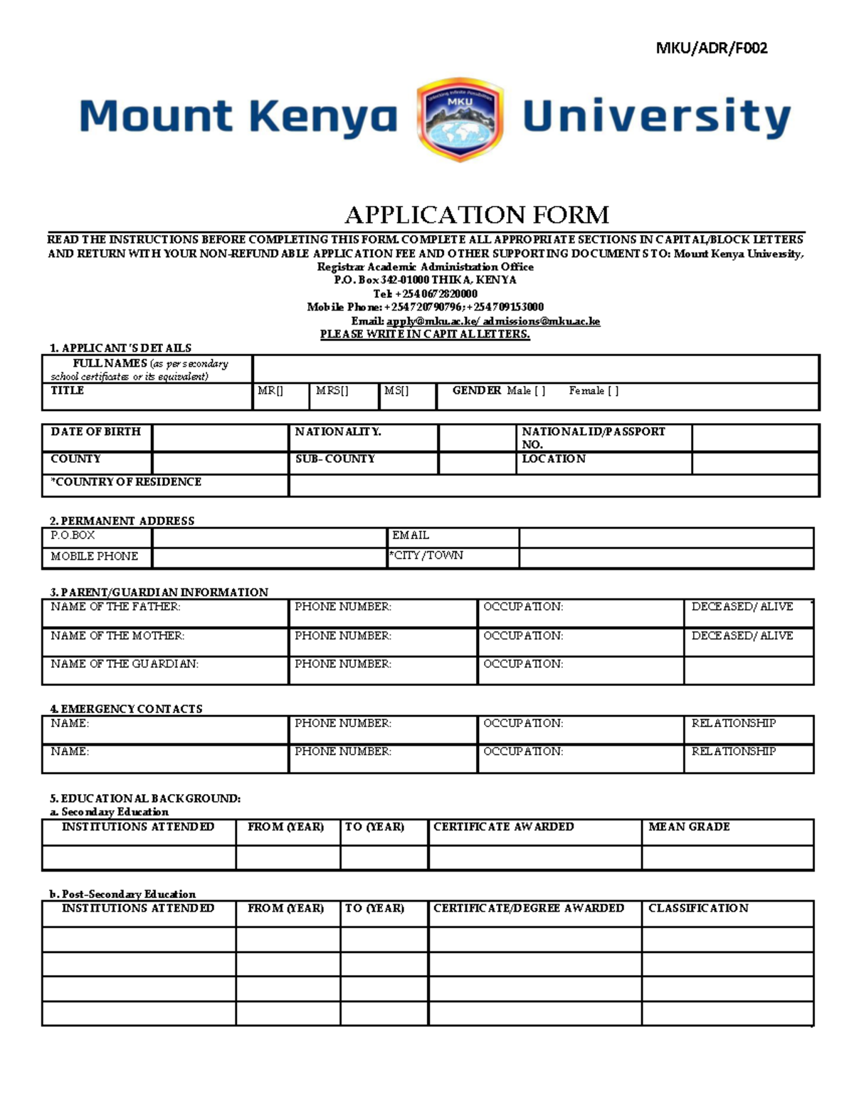 MKU Application Form 2021 - Revised Submission Guidelines - Studocu