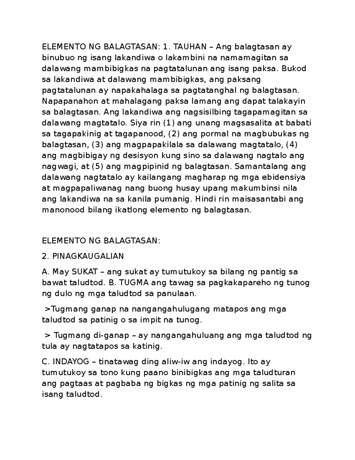 Filipino 8 - ... - ELEMENTO NG BALAGTASAN: 1. TAUHAN – Ang balagtasan ...