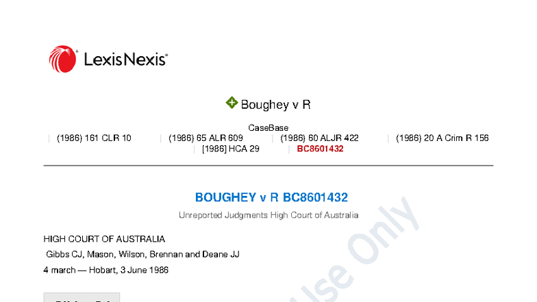 Boughey v R (1986) Case Study: High Court of Australia Judgment ...