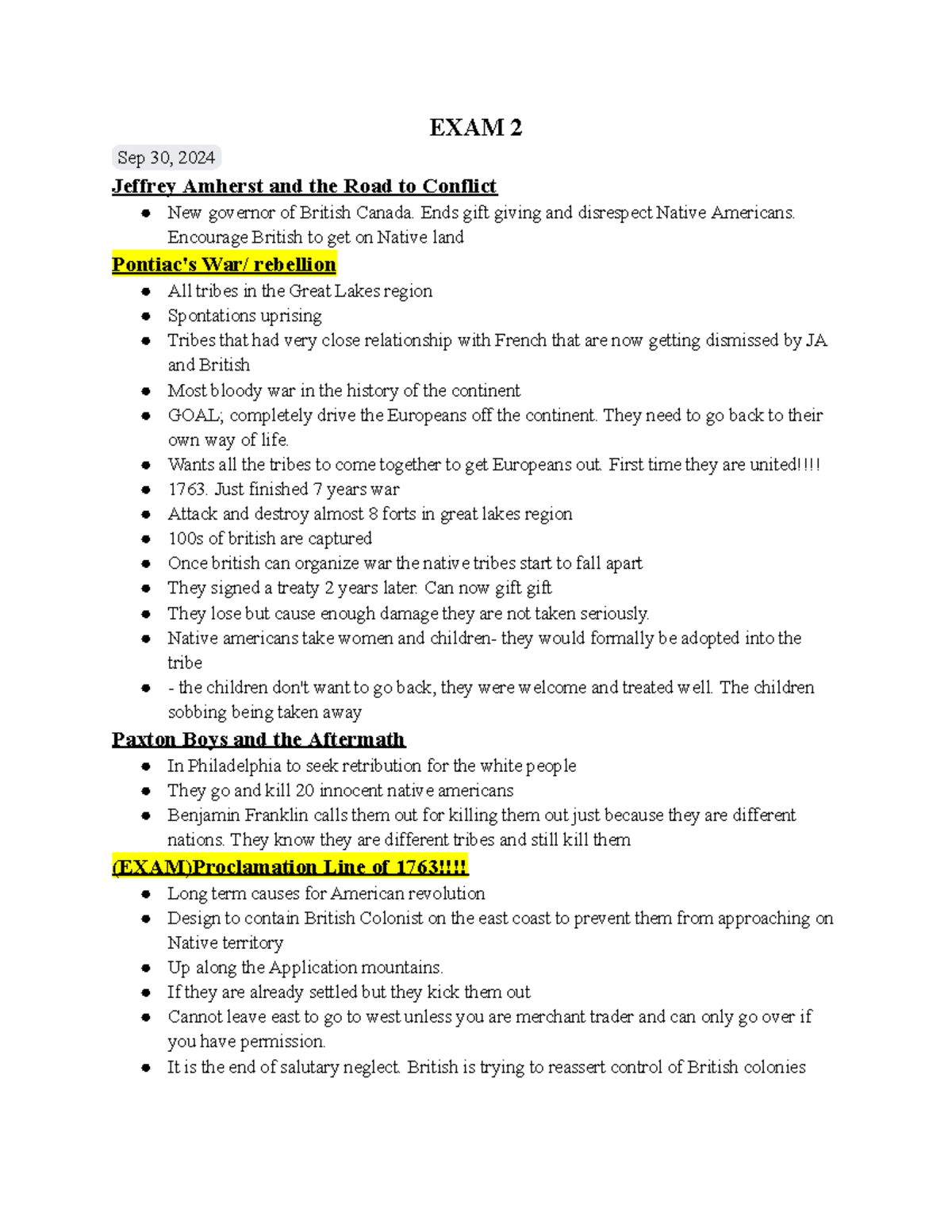 History Unit 2 Exam Review: The Road to American Revolution - Studocu