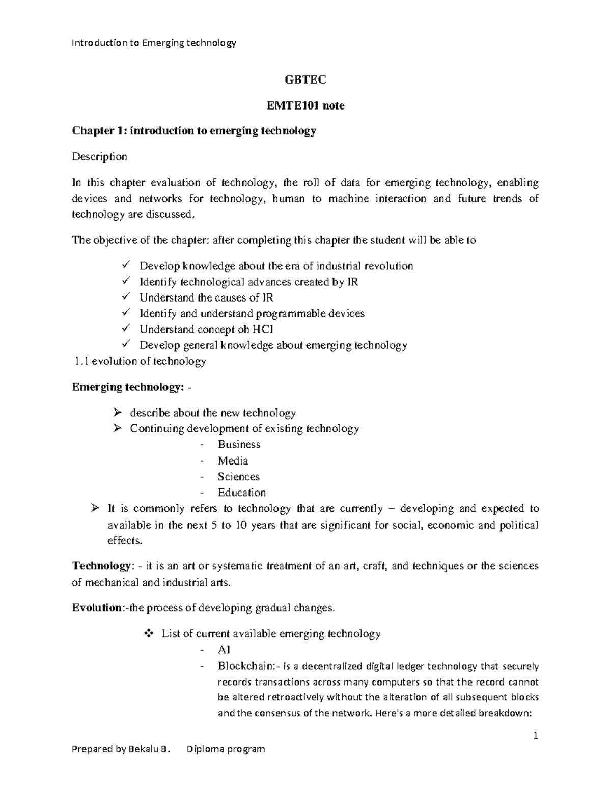 Emerging Technology Overview: GBTEC EMTE101 Chapter 1 Notes - Studocu