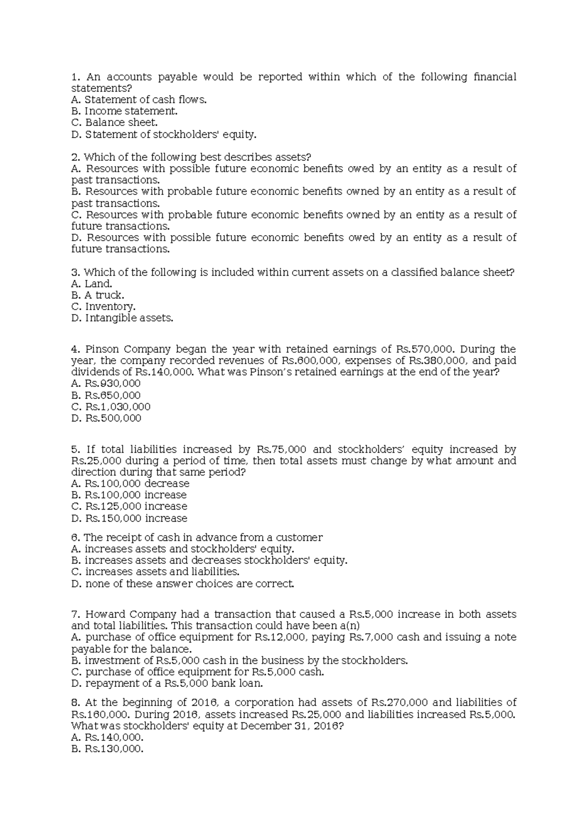 MC Practice Exam Notes - ACCT 101 - Studocu