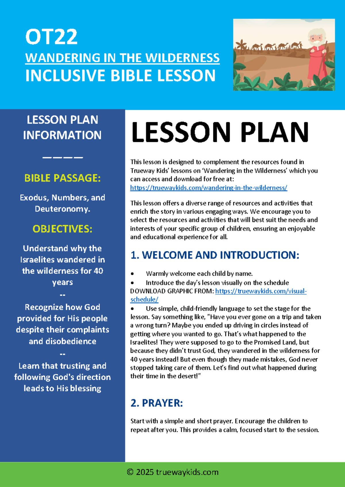 OT22 Inclusive Bible Lesson Plan: Wandering in the Wilderness - Studocu