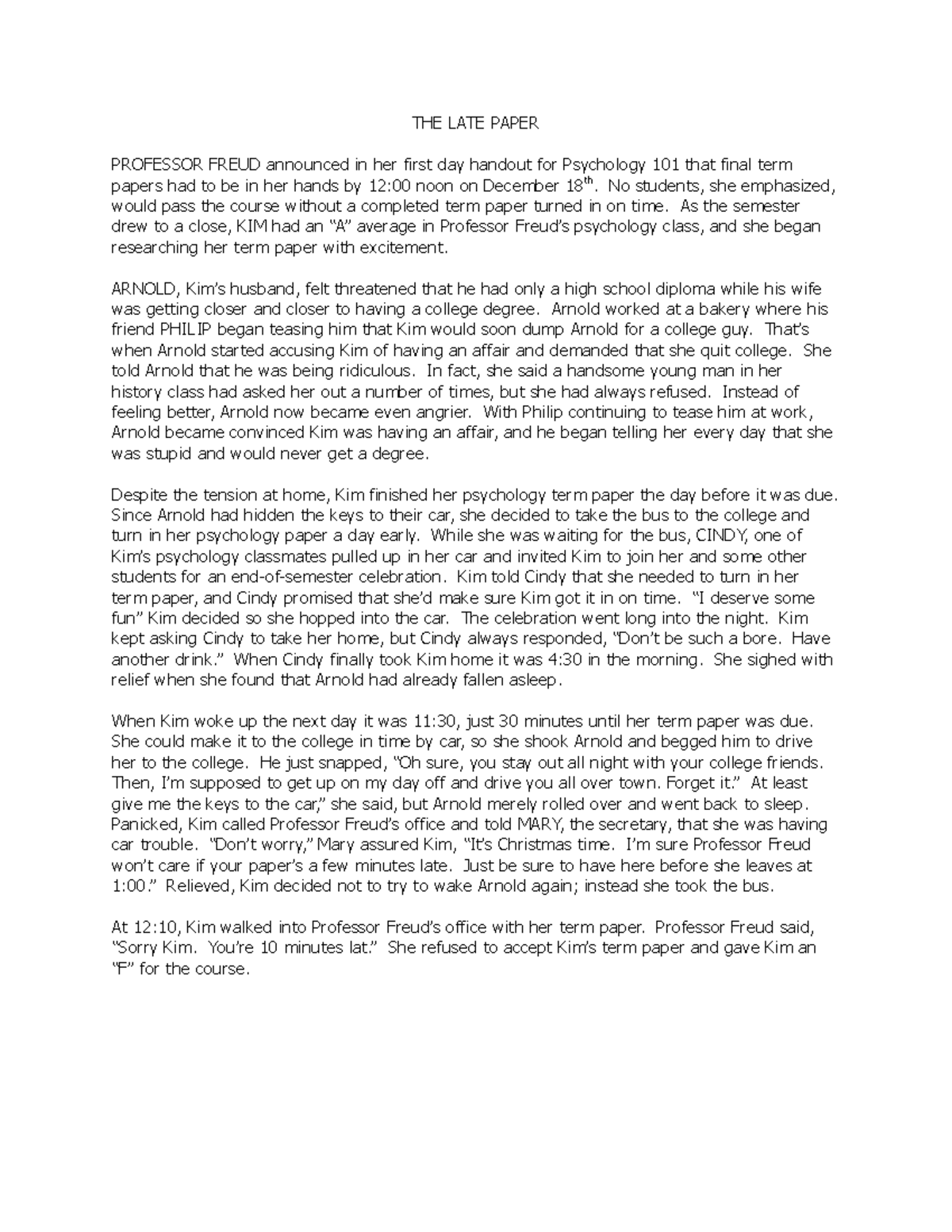 Psychology 101 Term Paper Case Study: Kim's Dilemma and Grade ...