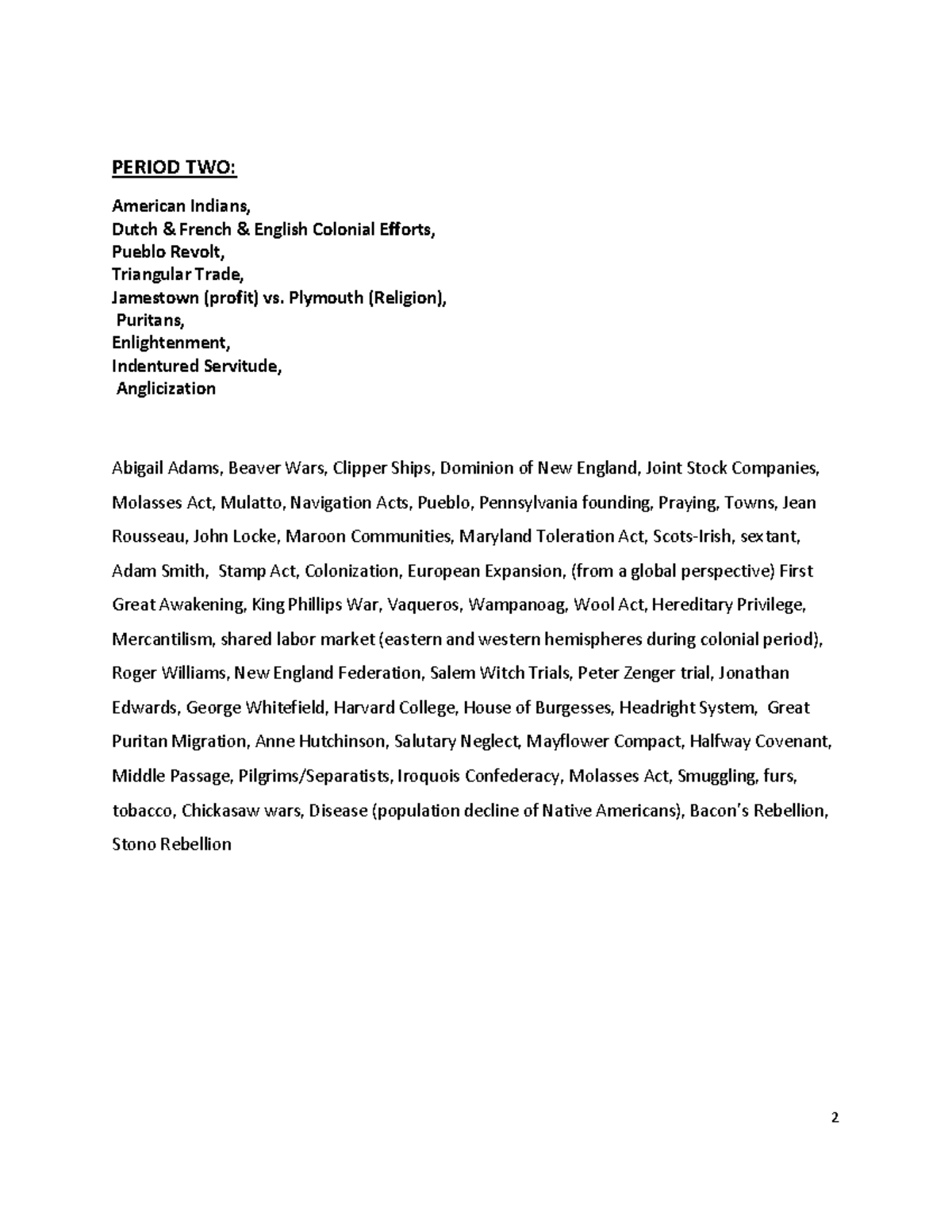 Final Exam Study Guide: Key Concepts and Topics for Success - 2 PERIOD ...