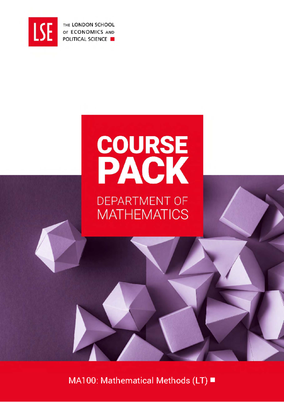 MA100: Mathematical Methods - Vector Spaces & Linear Transformations ...