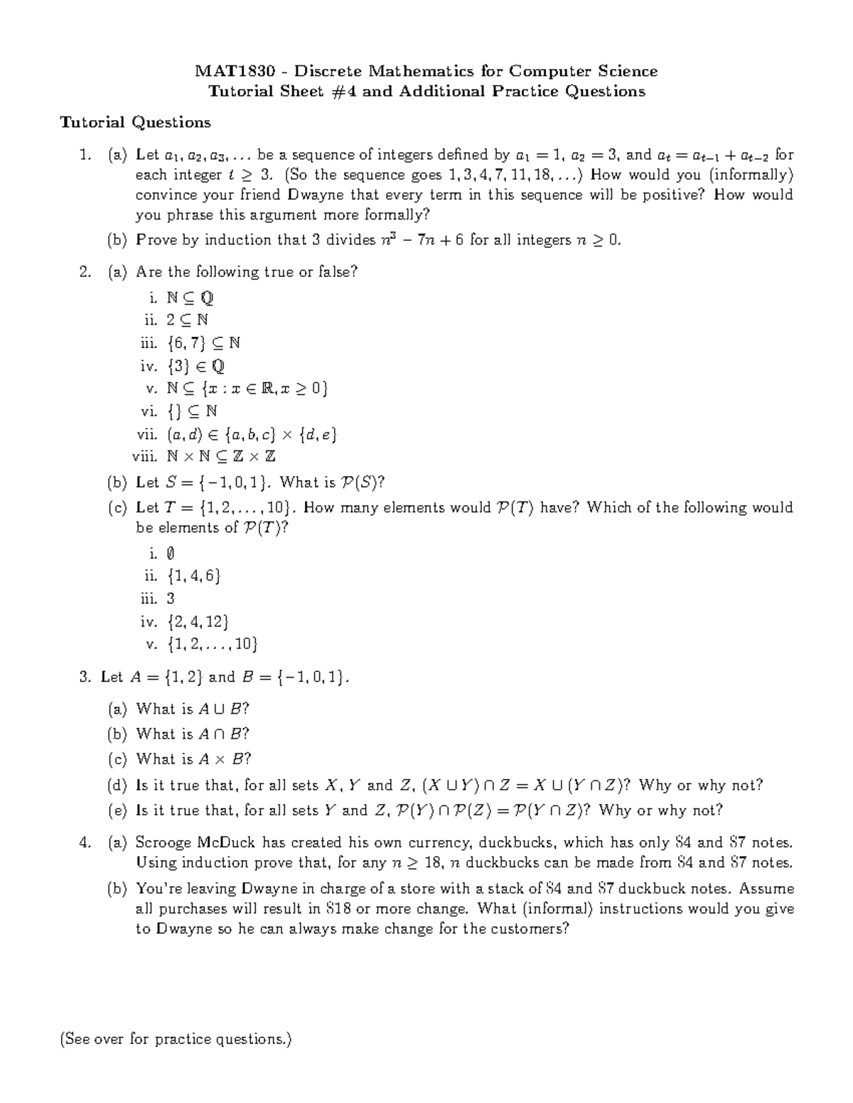 MAT1830 Discrete Mathematics Tutorial 9: Practice Questions & Solutions ...