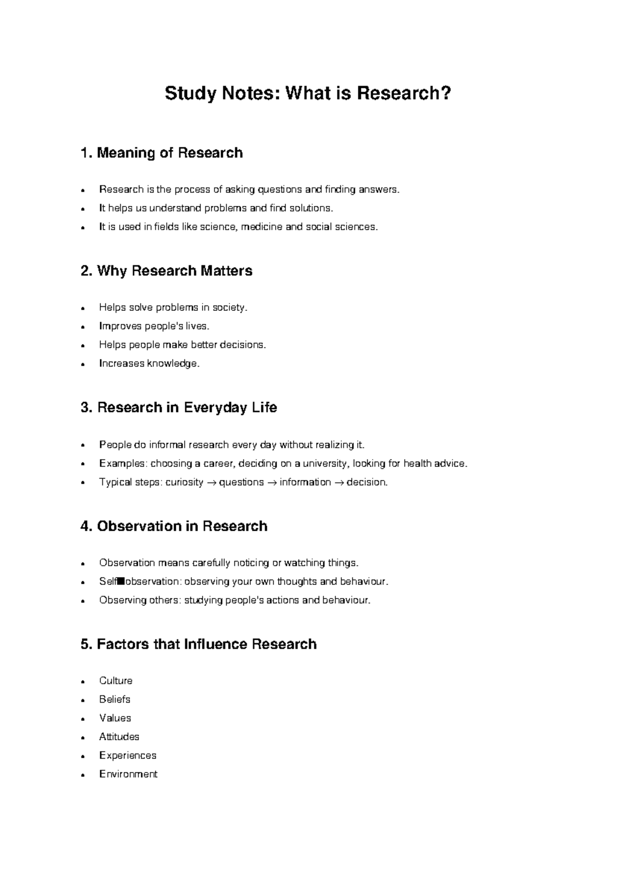 Research Study Notes: Understanding the Meaning and Importance - Studocu