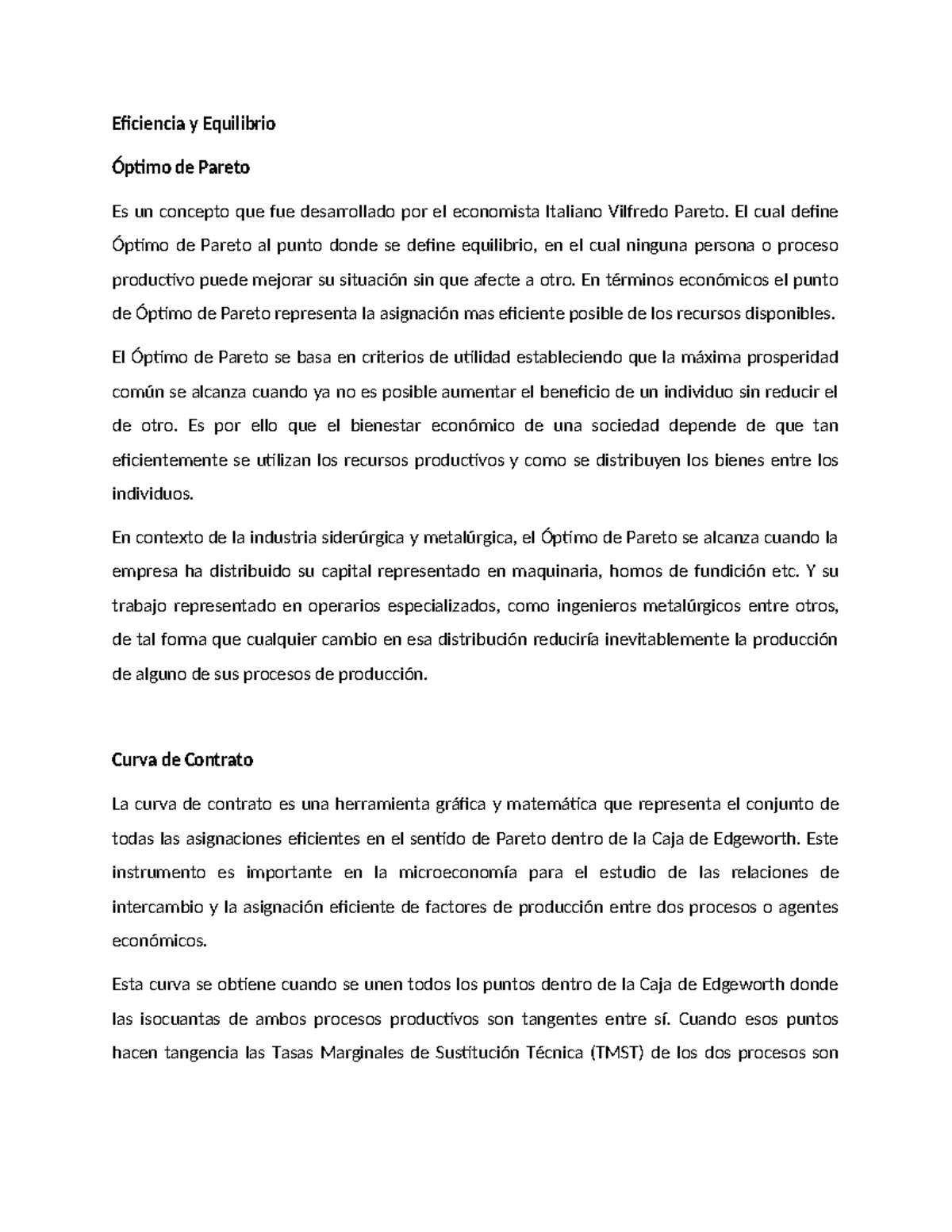 Eficiencia y Óptimo de Pareto en Microeconomía - Doc. Tema 3 - Studocu